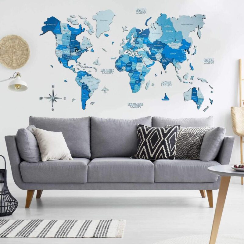 Wooden wall map | 3D Azure - EnjoythewoodEstonia