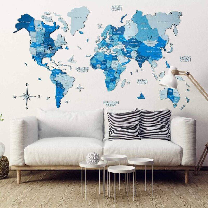 Wooden wall map | 3D Azure - EnjoythewoodEstonia