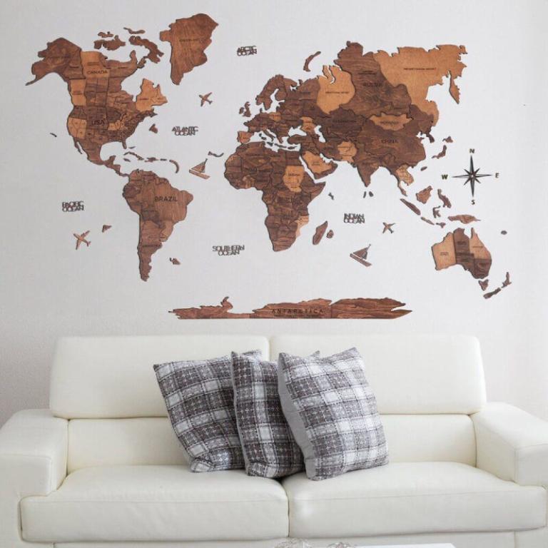 Wooden wall map | 3D Oak - EnjoythewoodEstonia