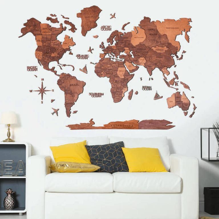 Wooden wall map | 3D Oak - EnjoythewoodEstonia