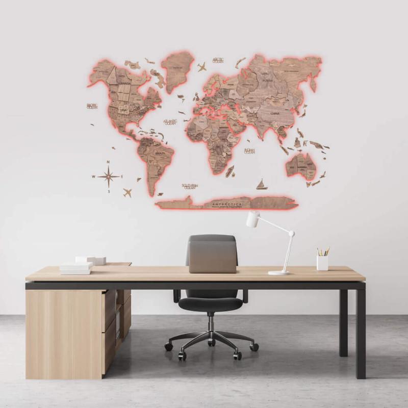 Wooden wall map | 3D LED Terra - EnjoythewoodEstonia