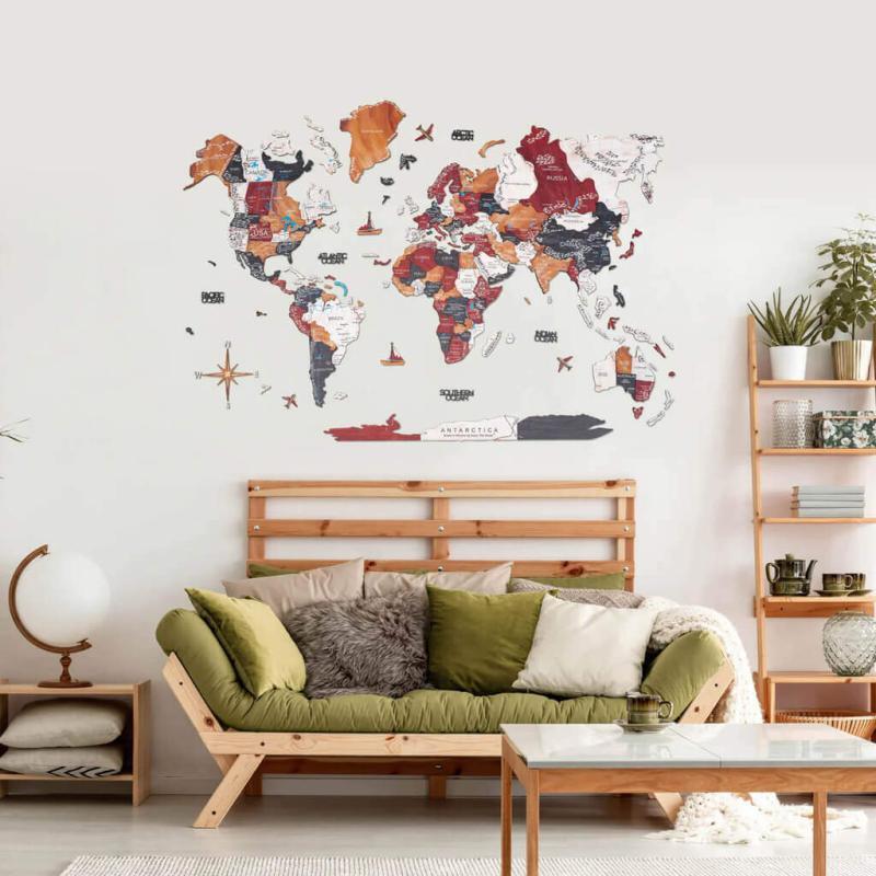 Wooden wall map | 3D Onyx - EnjoythewoodEstonia