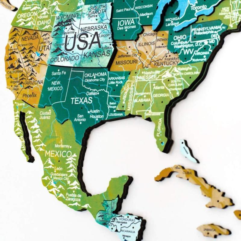 Wooden wall map | 3D Surface - EnjoythewoodEstonia